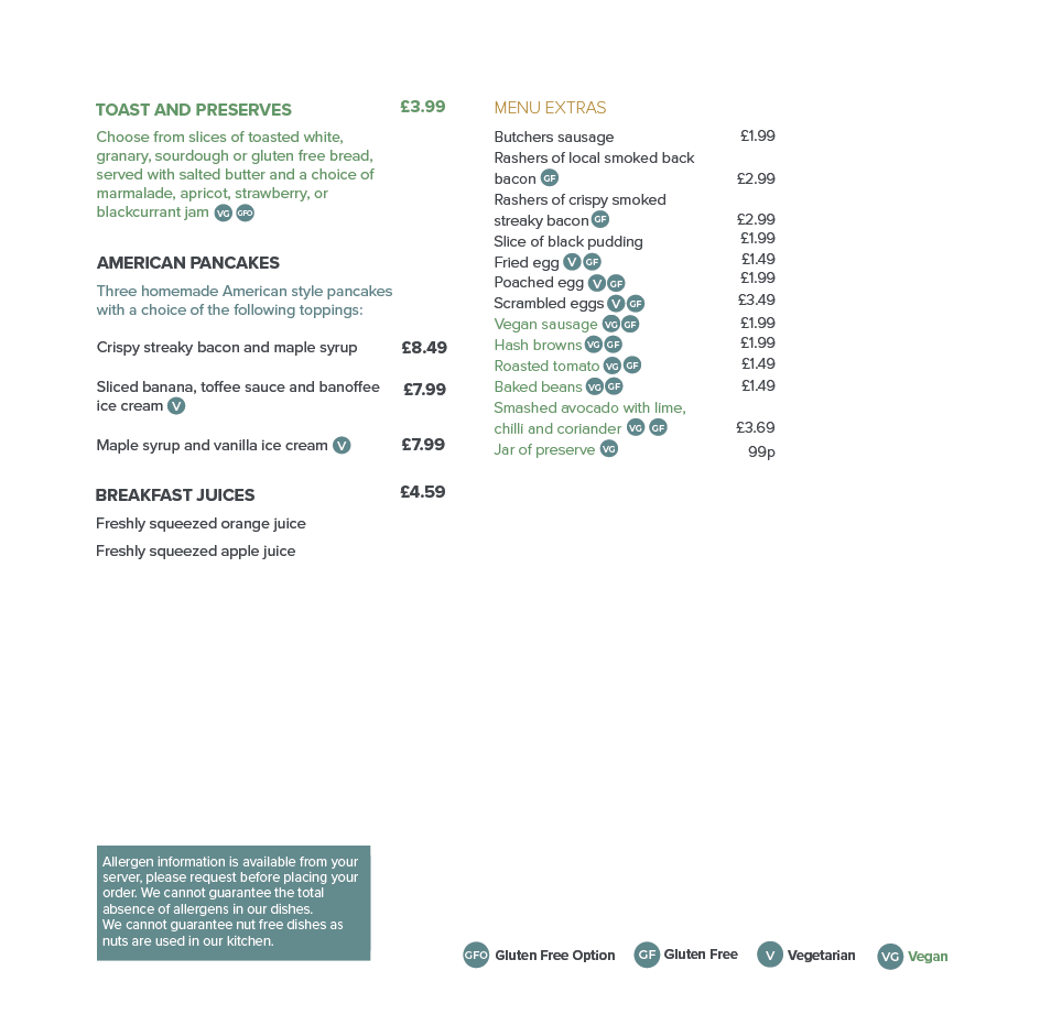 Our Menu - Thetford Garden Centre