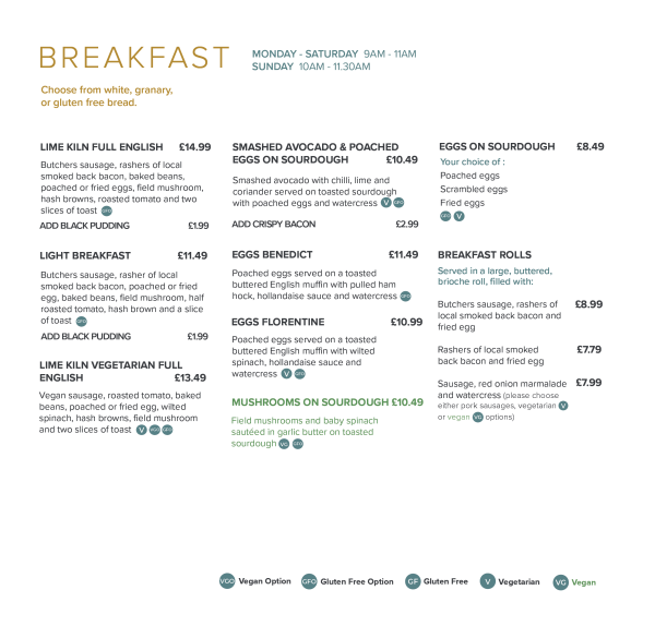 Our Menu - Thetford Garden Centre