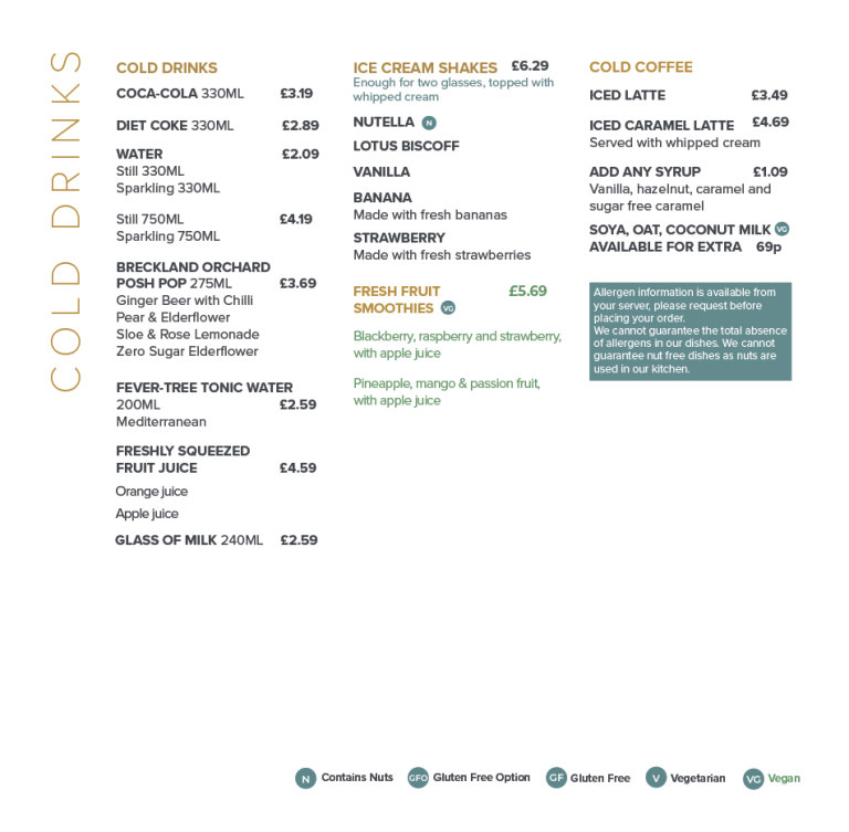 Our Menu - Thetford Garden Centre