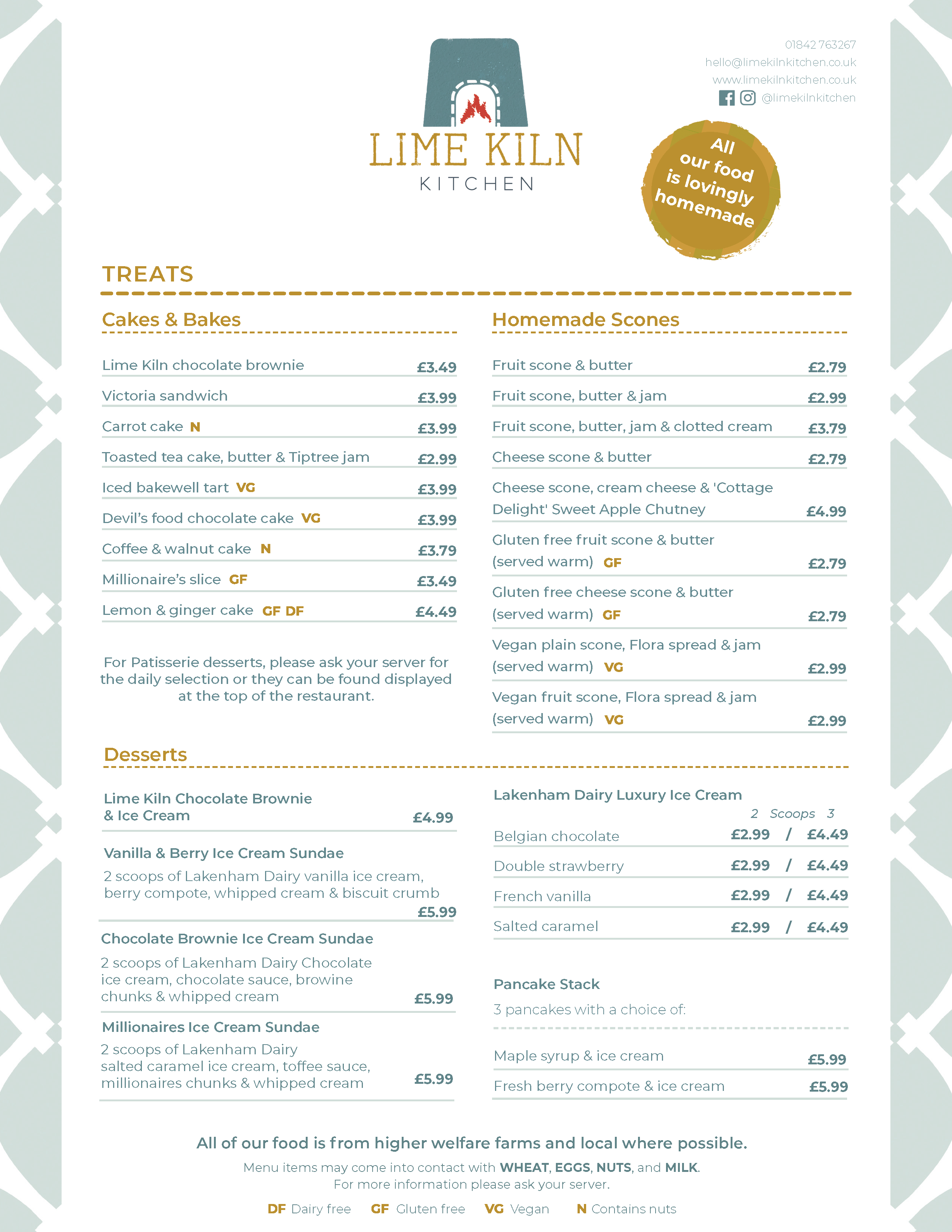 Our Menu - Thetford Garden Centre