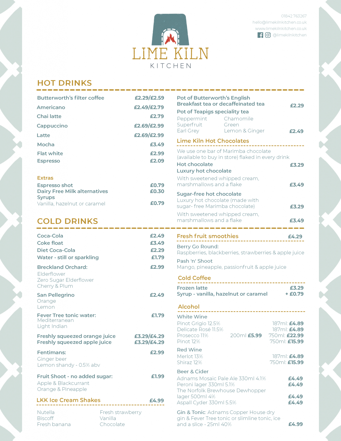 Our Menu - Thetford Garden Centre