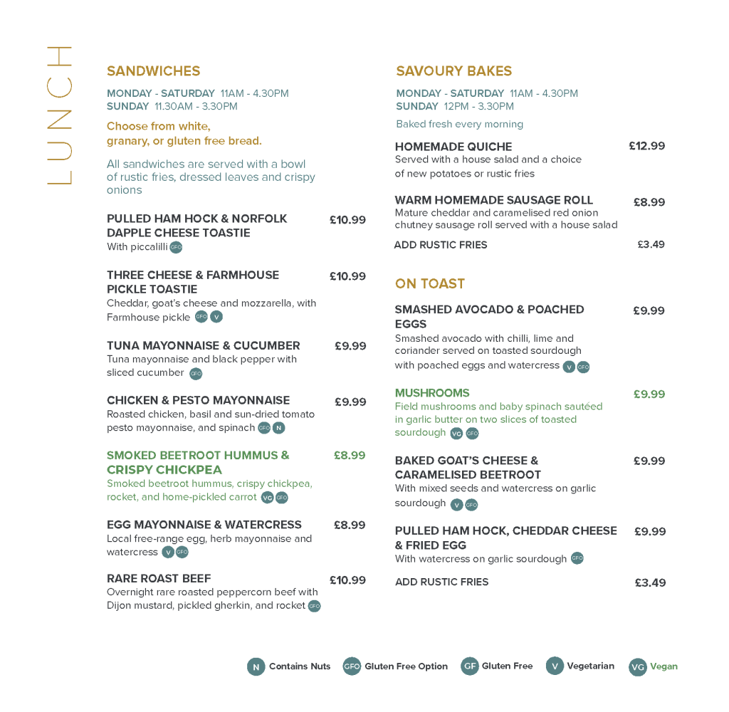 Our Menu - Thetford Garden Centre