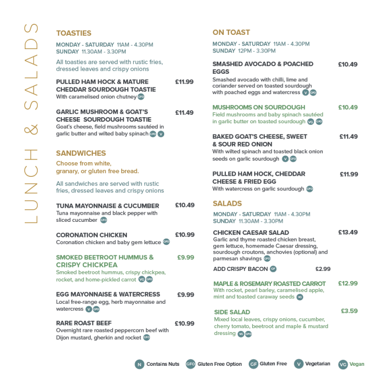 Our Menu - Thetford Garden Centre