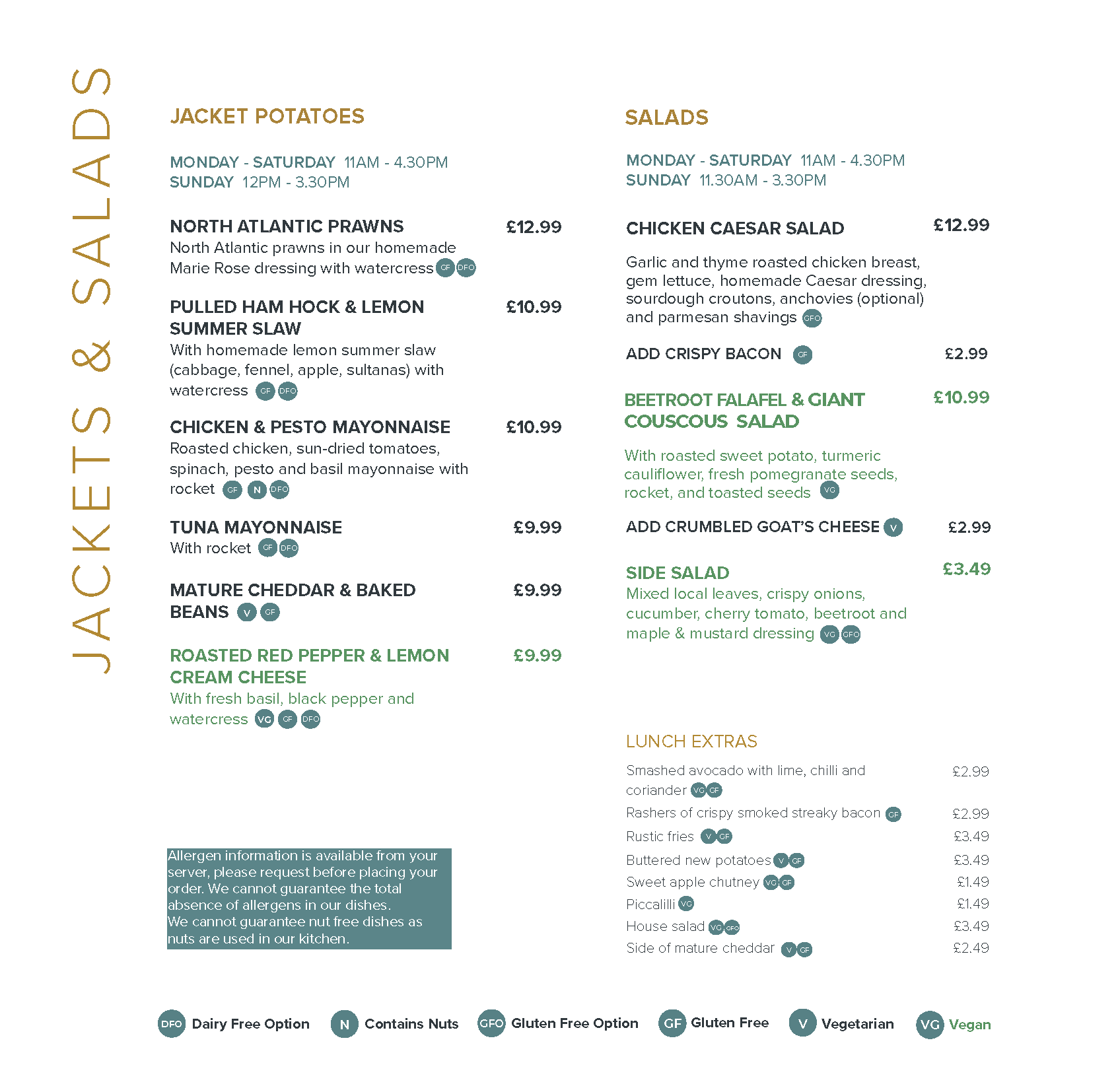 Our Menu - Thetford Garden Centre
