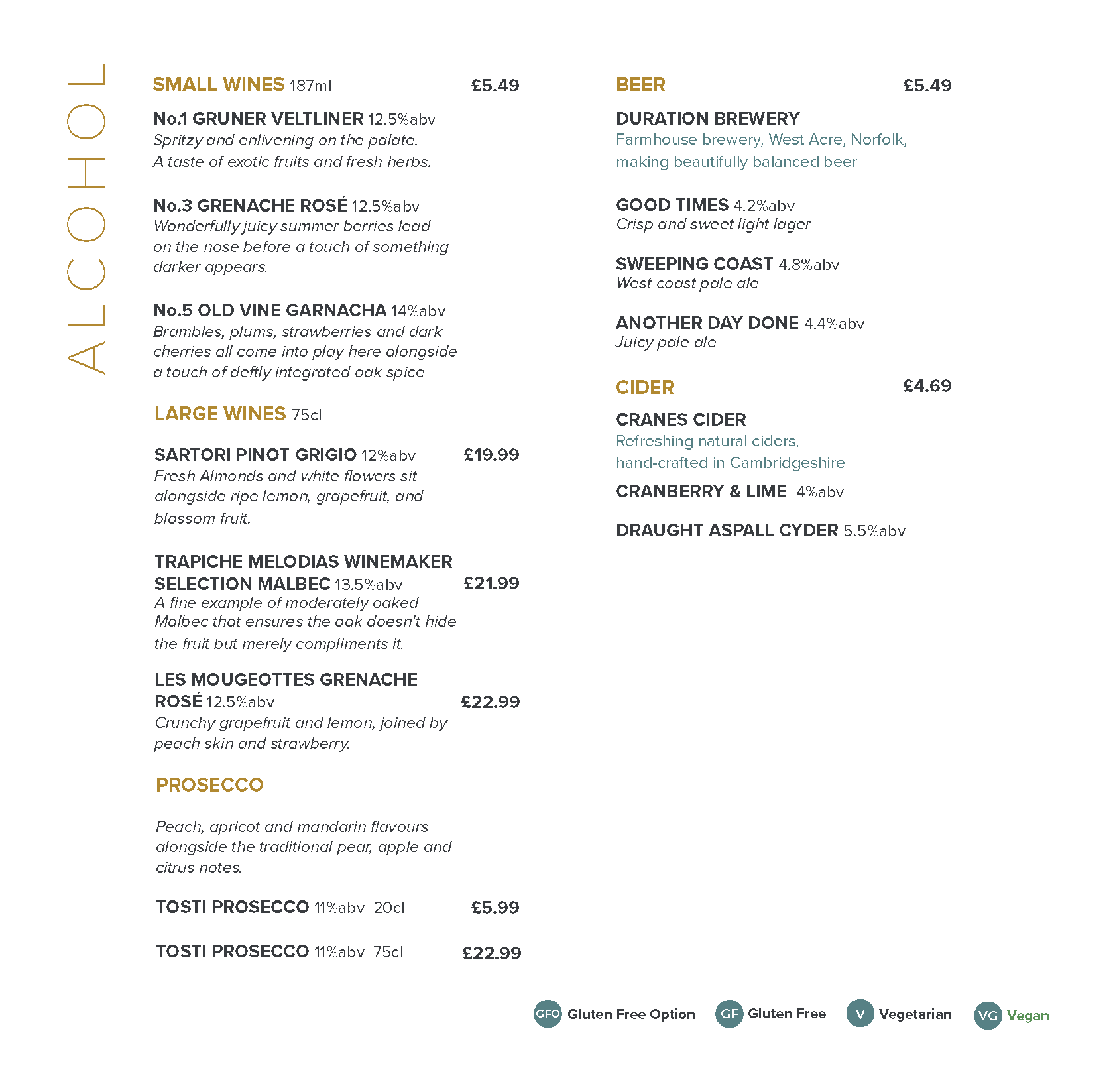 Our Menu - Thetford Garden Centre