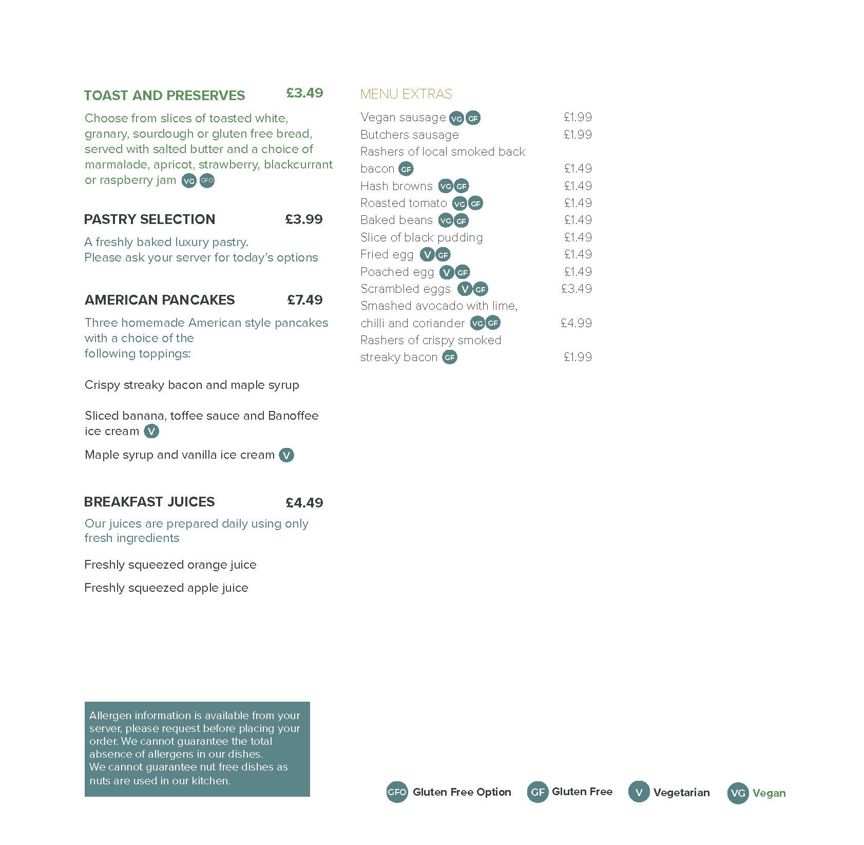 Our Menu - Thetford Garden Centre