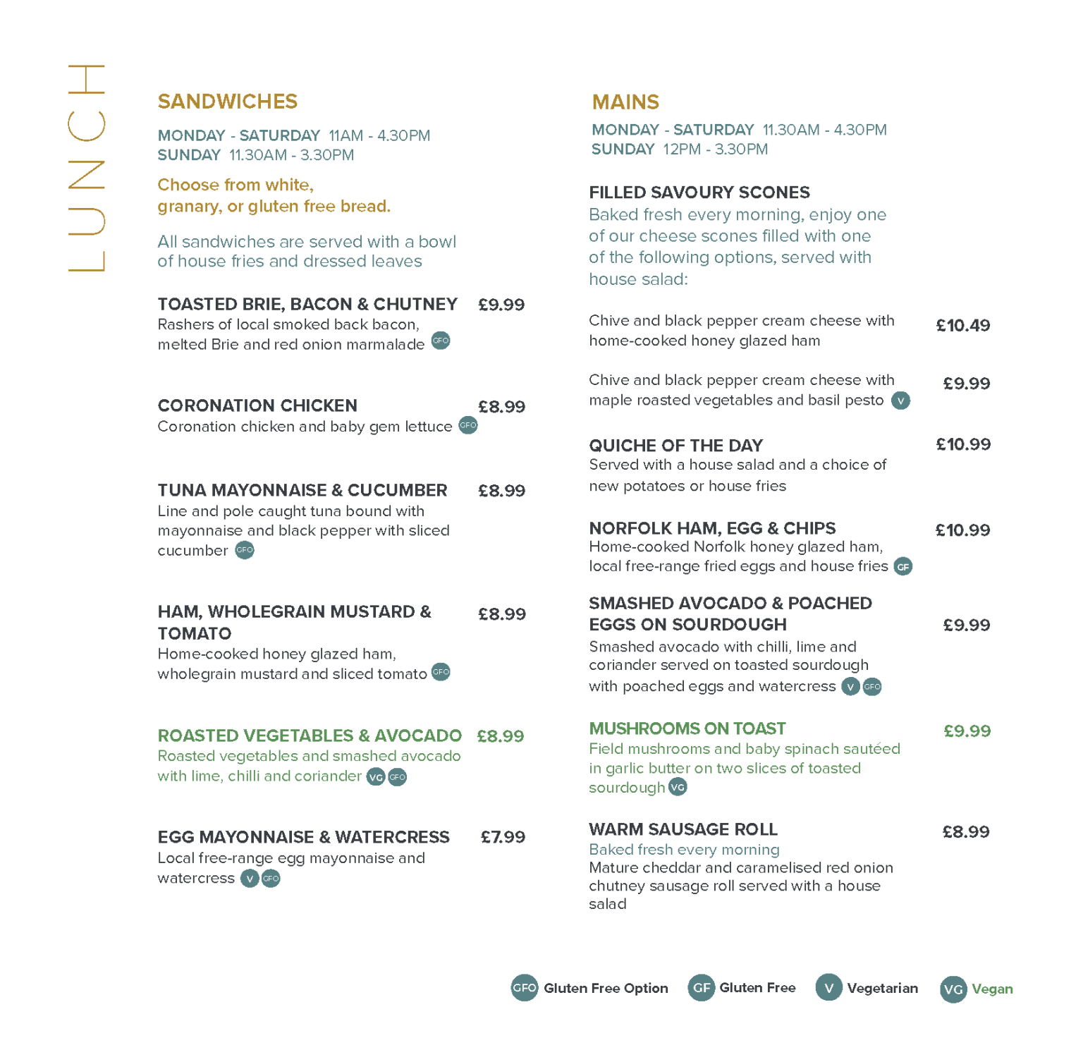 Our Menu - Thetford Garden Centre