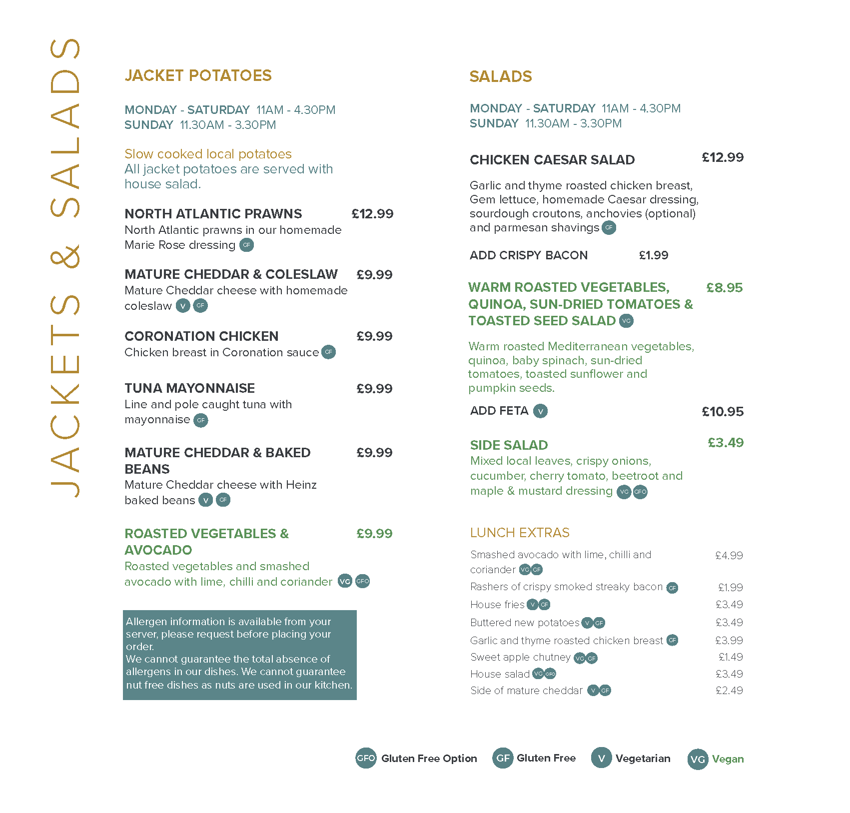 Our Menu - Thetford Garden Centre